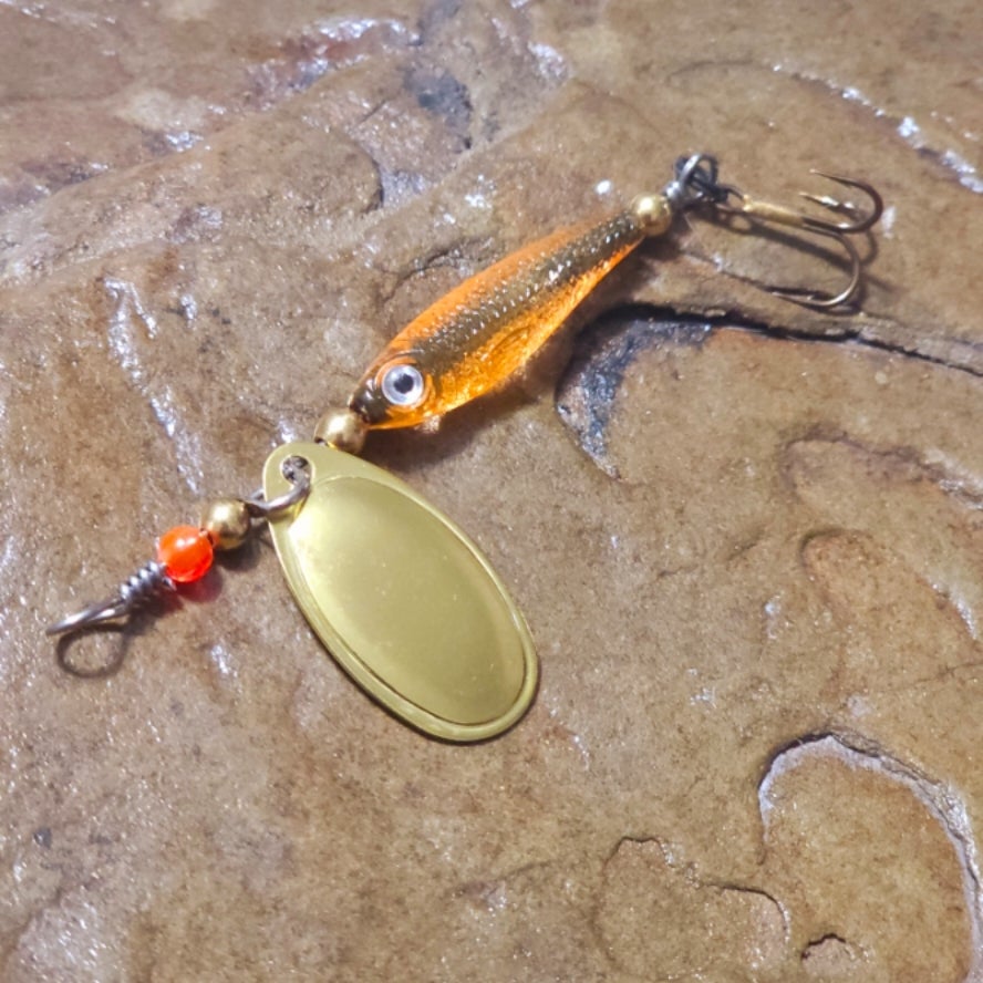 Black Vein Orange Minnie Spinner | McDowell's Custom Baits